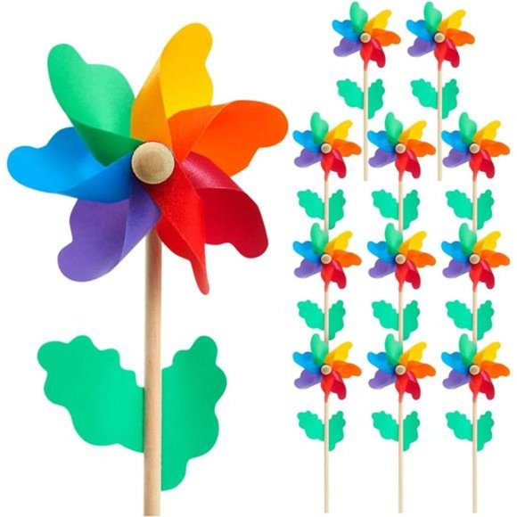 Accents | 12pack Rainbow Flower Pinwheels For Yard And Garden Outdoor ...